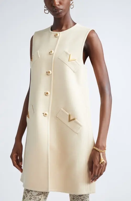 Valentino Garavani V-detail Wool And Cashmere Longline Vest - Nude