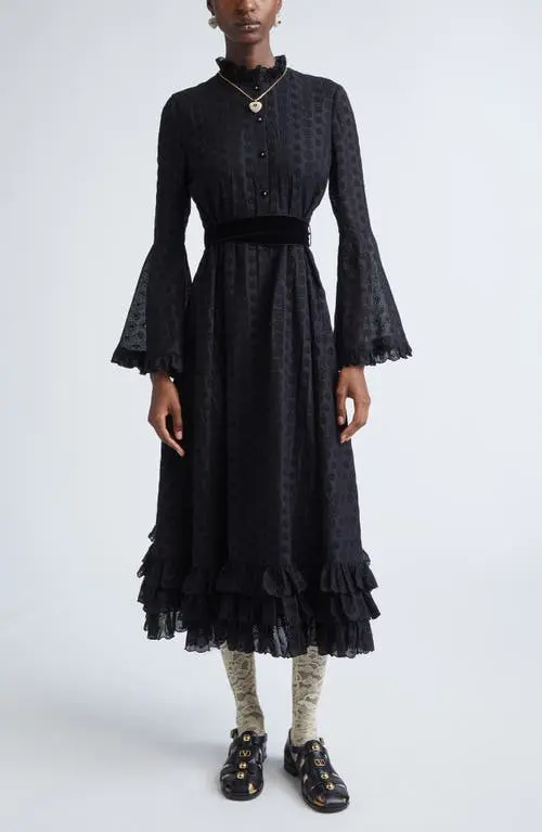 Valentino Garavani Mossi Daisy Eyelet Dress - Black