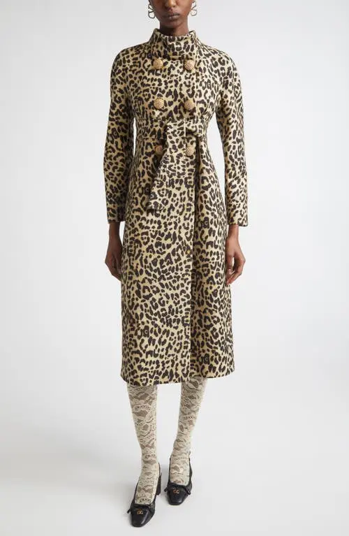 Valentino Garavani Leopard Print Wool Coat - Beige Multi