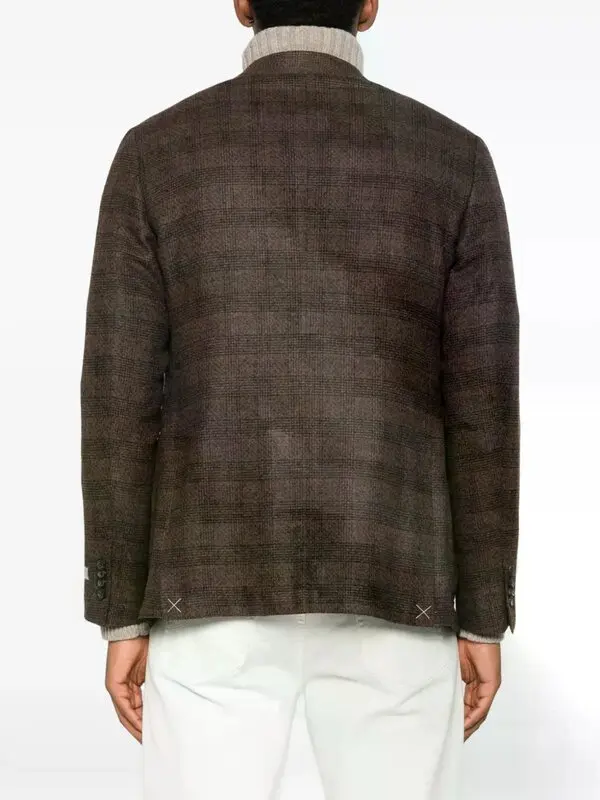 Canali Double-breasted Checked Blazer - Brown