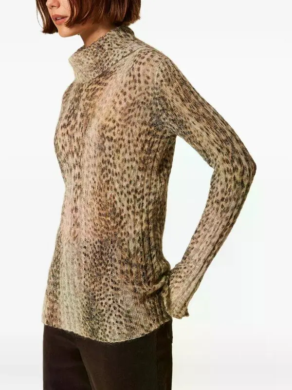TWINSET Leopard-print Roll-neck Jumper