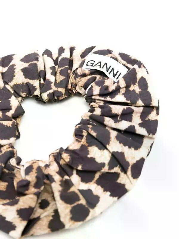 GANNI Animal-print Organic Cotton Scrunchie