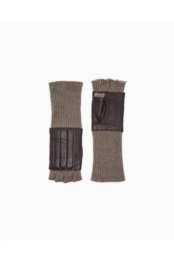 Giorgio Armani Cashmere And Nappa Leather Gloves - Natural