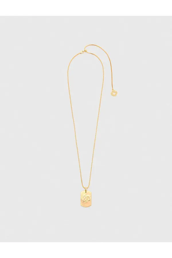 Maje Zodiac Sign Plaque Necklace - Gold