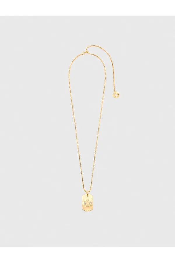 Maje Zodiac Sign Plaque Chain Necklace - Gold