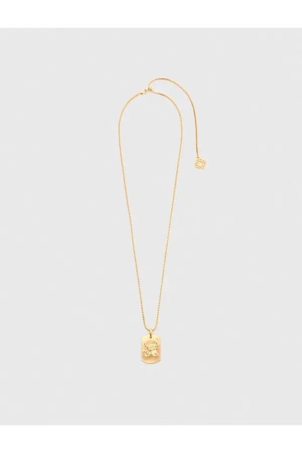 Maje Zodiac Sign Plaque Necklace - Gold