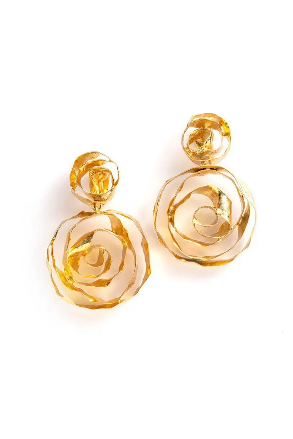 Natori Rosette Plated Drop Earrings - Gold