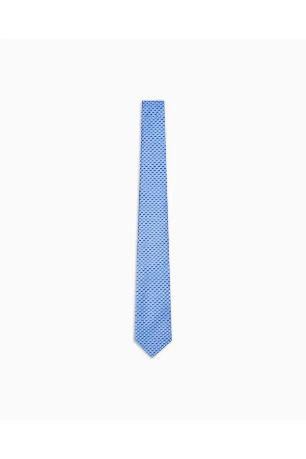 Emporio Armani Pure Silk Jacquard Micro-pattern Neck Tie - Blue
