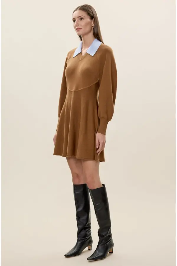 Rhea Fit-and-flare Mini Sweater Dress - Blue