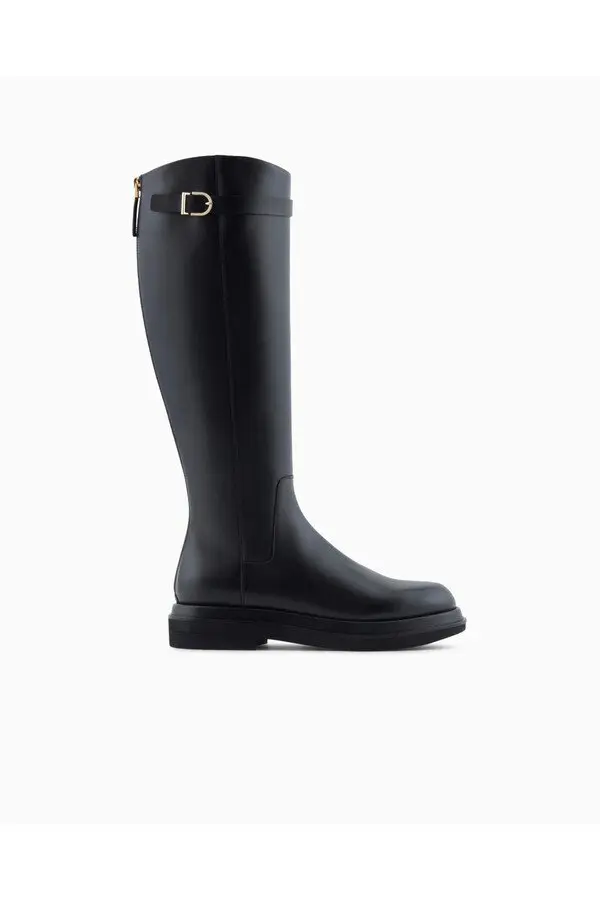 Giorgio Armani Smooth Leather High Boots - Red
