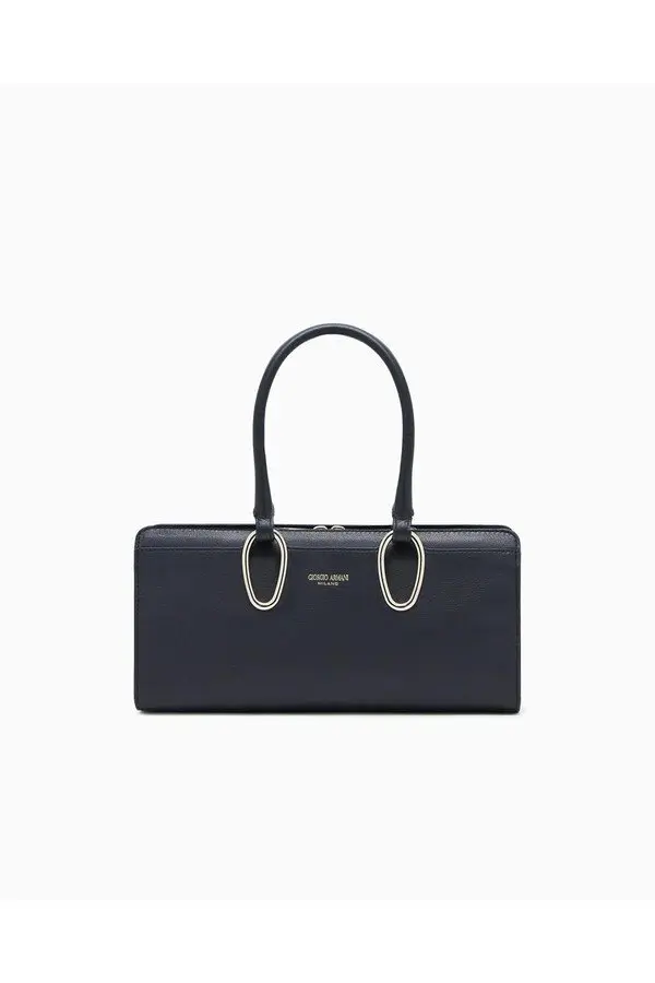 Giorgio Armani Leather Bauletto Bag - Black