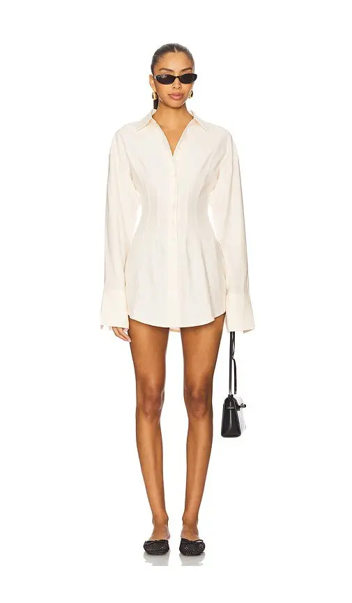 ALL THE WAYS Charitie Button Up Mini Dress - Cream