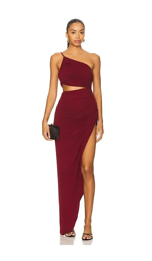 Nbd Montserrat One-shoulder Maxi Dress - Burgundy