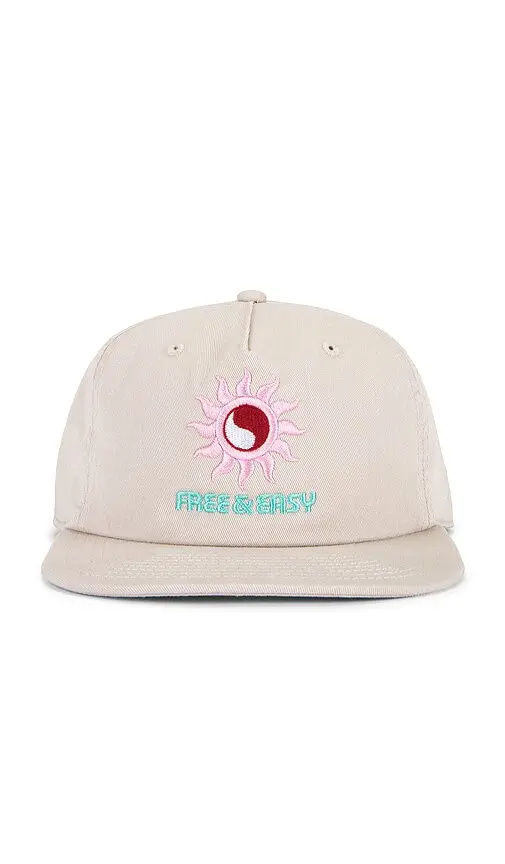 FREE & EASY Blissed Out 5 Panel Strapback Cap - Bone