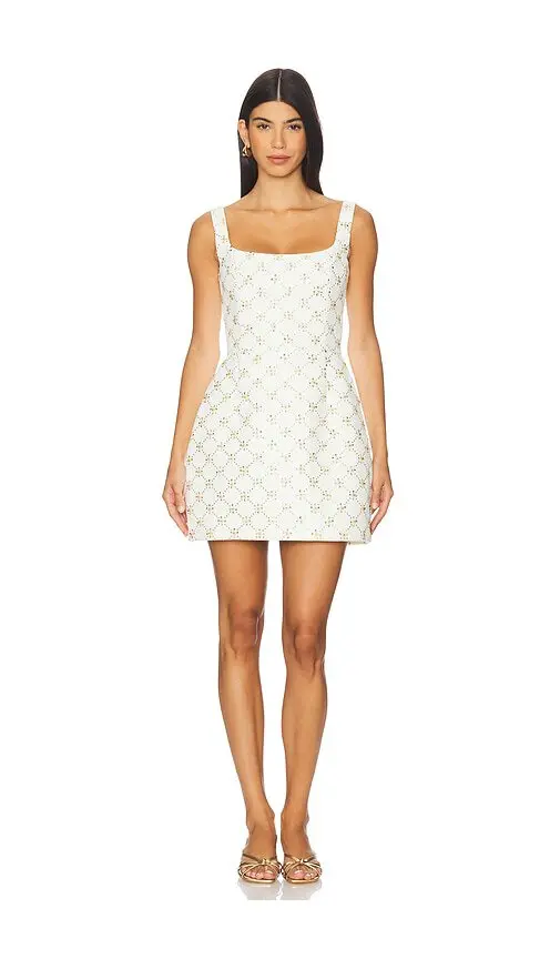 NADINE MERABI Square Neck Tulip Mini Dress - Cream