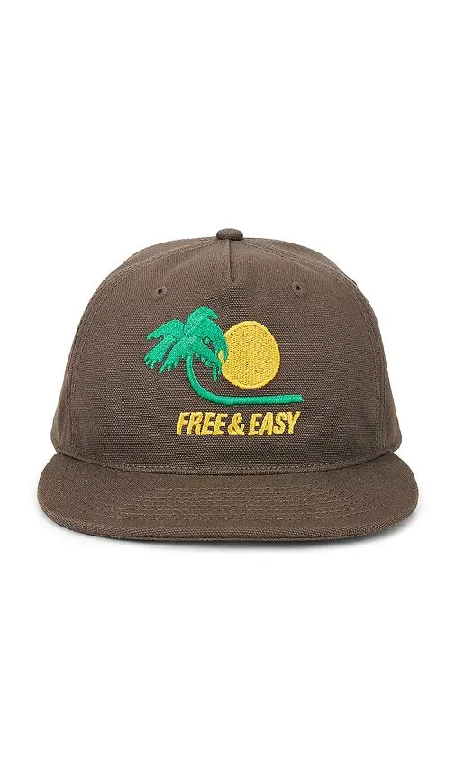 FREE & EASY Bent Palm 5 Panel Strapback Cap - Brown