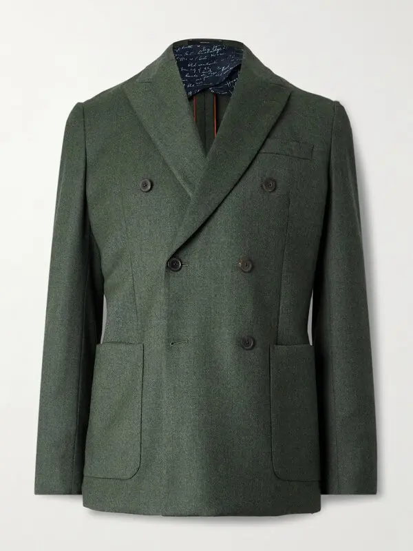 Paul Smith Double-breasted Wool And Cashmere-blend Suit Jacket - Green