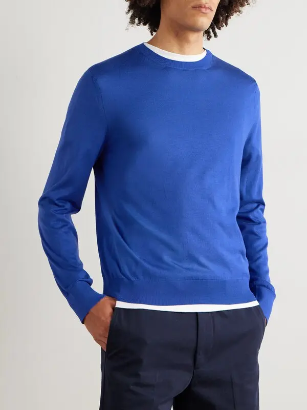 TOM FORD Silk Crewneck Sweater - Blue