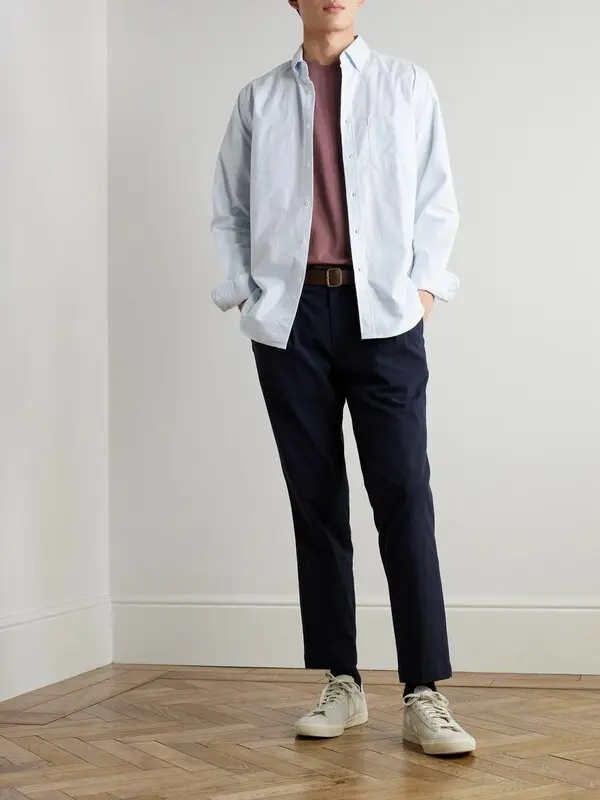Portuguese Flannel Button-down Brushed-cotton Oxford Shirt - Blue