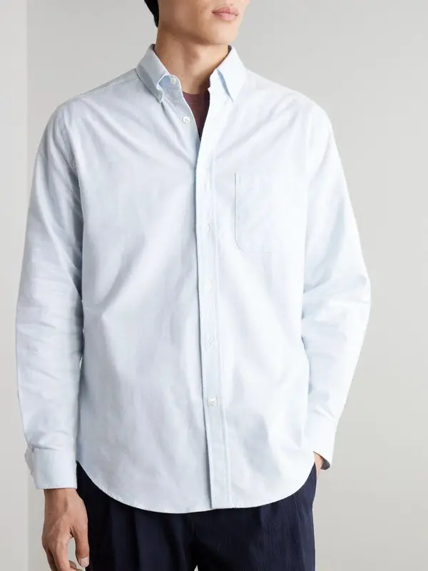 Portuguese Flannel Button-down Brushed-cotton Oxford Shirt - Blue