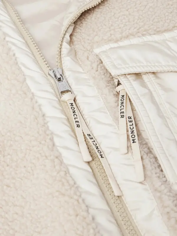 Moncler Logo-appliquéd Fleece Jacket - Neutrals