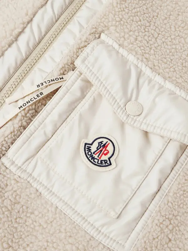 Moncler Logo-appliquéd Fleece Jacket - Neutrals