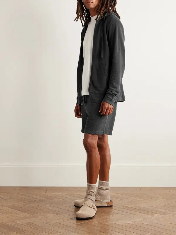 JAMES PERSE Garment-dyed Cotton-jersey Zip-up Hoodie - Gray