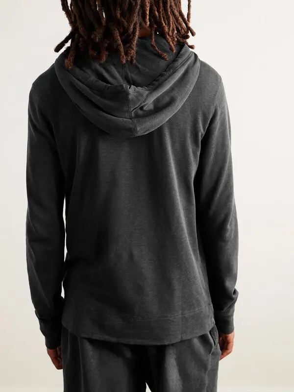 JAMES PERSE Garment-dyed Cotton-jersey Zip-up Hoodie - Gray