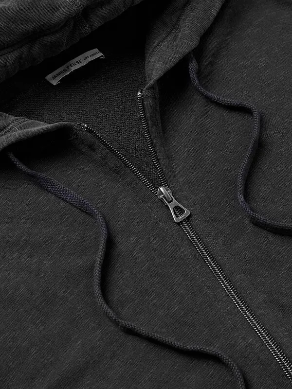 JAMES PERSE Garment-dyed Cotton-jersey Zip-up Hoodie - Gray