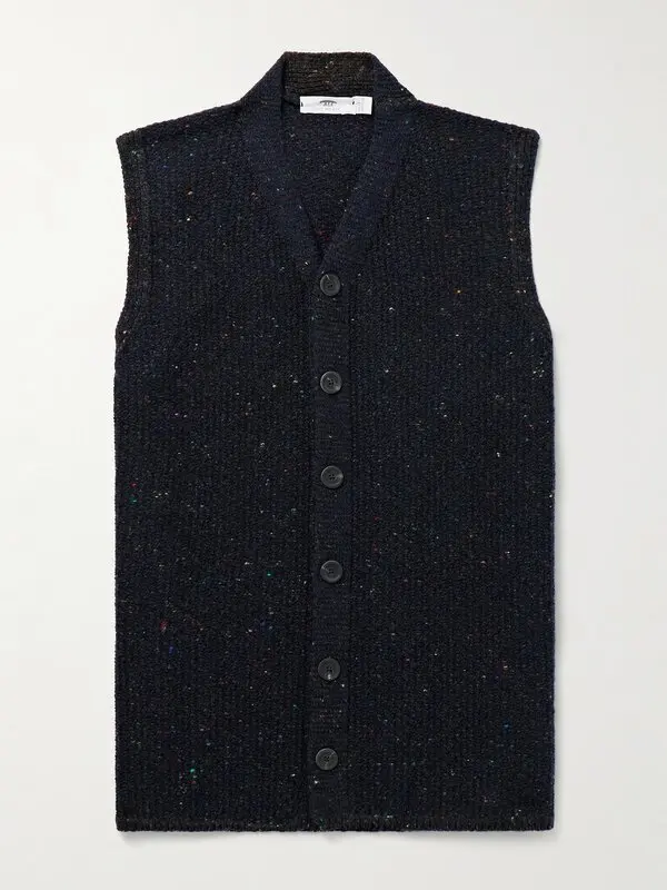 Inis Meáin Breidin Merino Wool And Cashmere-blend Gilet - Blue