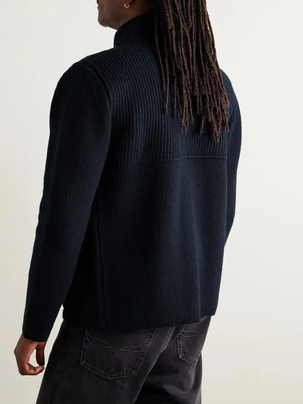 Inis Meáin Storm Ribbed Merino Wool And Cashmere-blend Cardigan