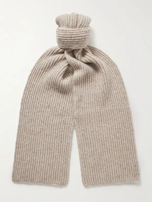 Inis Meáin Ribbed Cashmere Scarf - Neutrals
