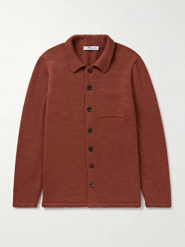 Inis Meáin Wool And Linen-blend Cardigan - Red
