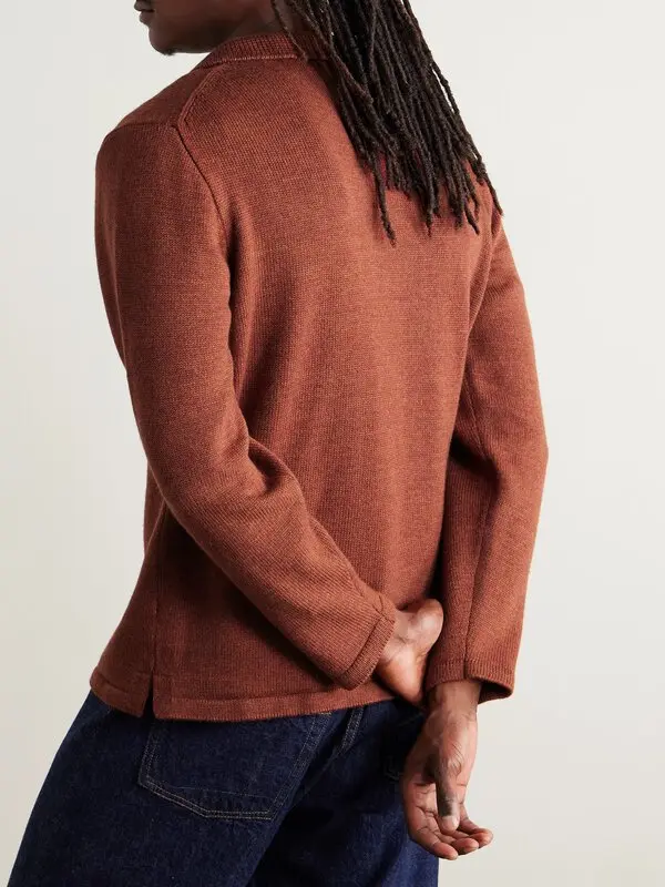 Inis Meáin Wool And Linen-blend Cardigan - Red