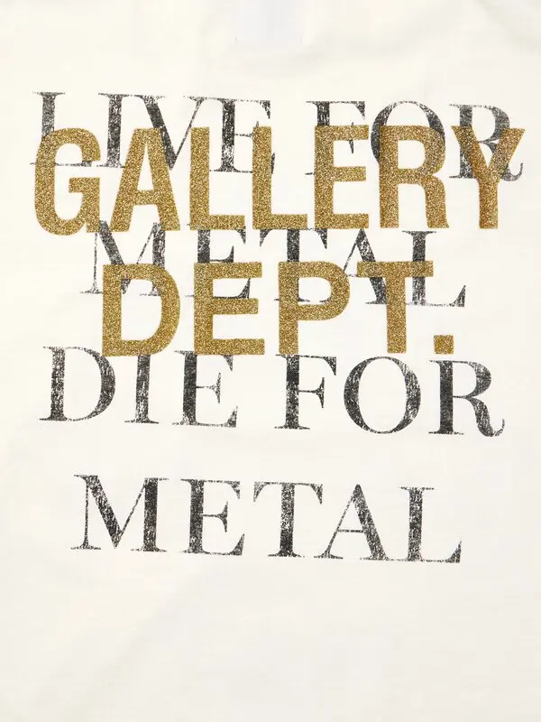 GALLERY DEPT. Live For Metal Glittered Printed Cotton-jersey T-shirt - Neutrals