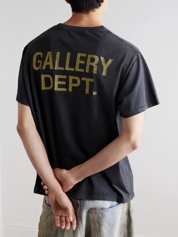GALLERY DEPT. Biker Dog Glittered Printed Cotton-jersey T-shirt - Black