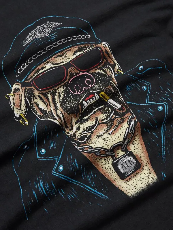 GALLERY DEPT. Biker Dog Glittered Printed Cotton-jersey T-shirt - Black