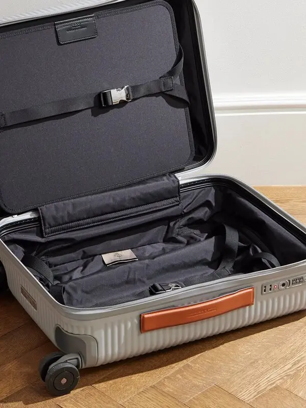 FPM MILANO Bank Zip Deluxe M 55cm Leather-trimmed Polycarbonate Spinner Carry-on Suitcase - Gray