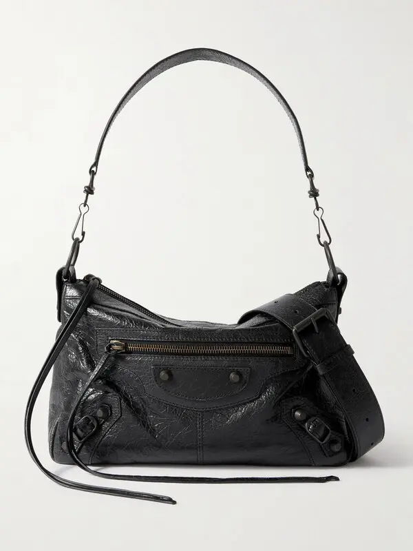 Balenciaga Le City Moto Small Arena Textured-leather Messenger Bag - Black