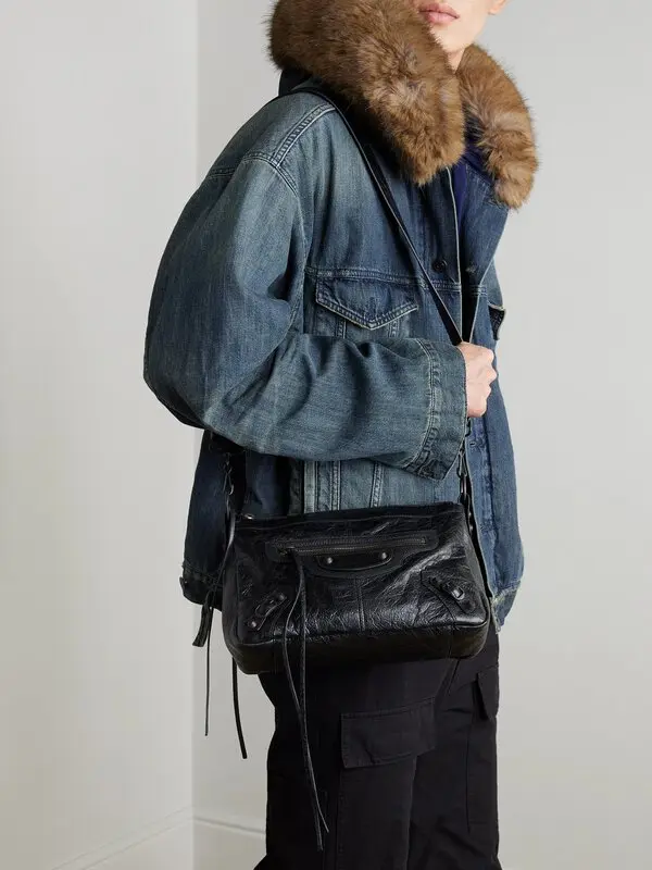 Balenciaga Le City Moto Small Arena Textured-leather Messenger Bag - Black