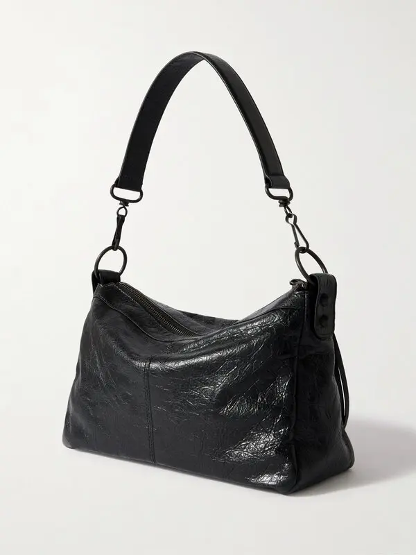 Balenciaga Le City Moto Small Arena Textured-leather Messenger Bag - Black