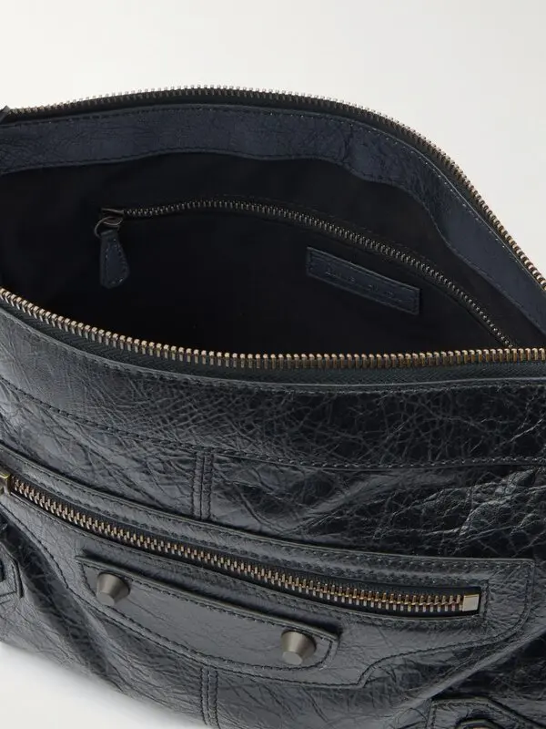 Balenciaga Le City Moto Small Arena Textured-leather Messenger Bag - Black