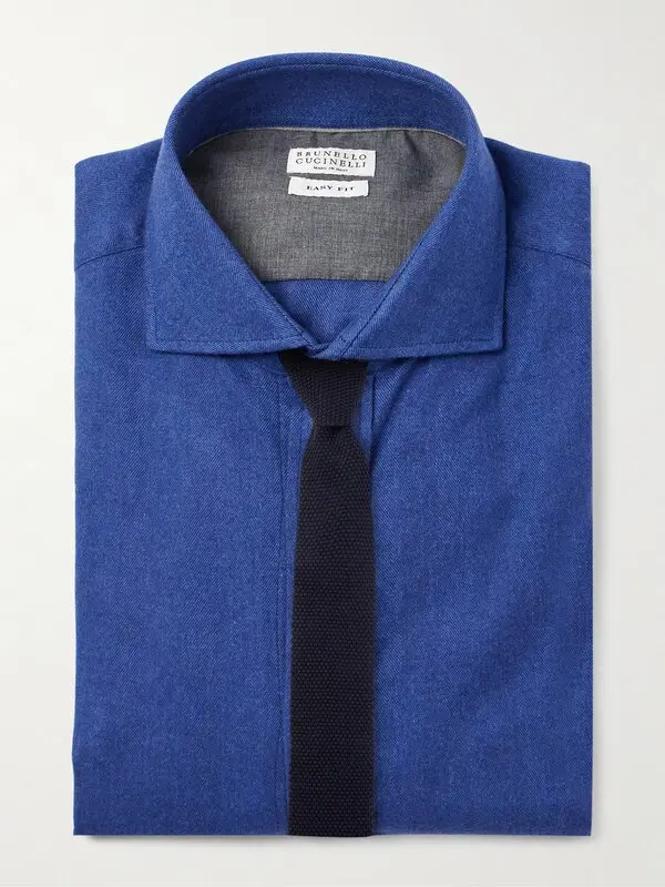 Brunello Cucinelli Herringbone Cotton And Lyocell-blend Shirt