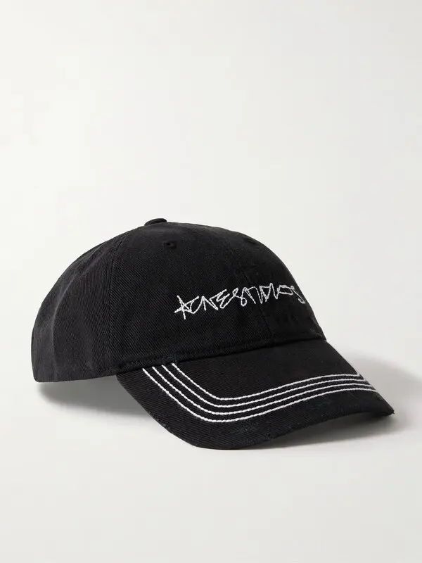 Acne Studios Logo-embroidered Organic Cotton-twill Baseball Cap - Black