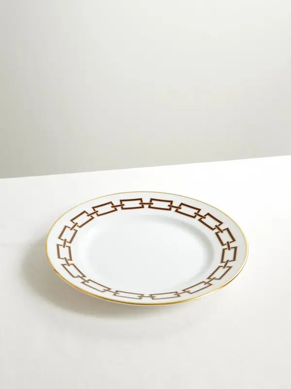 GINORI 1735 Catene Gold-plated Porcelain Dessert Plate - White