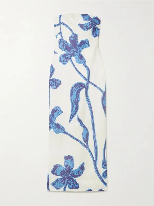 ANDRES OTALORA Nosso Amor Strapless Floral-print Maxi Dress - Blue