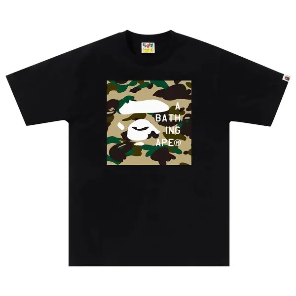 A BATHING APE 1st Camo Face Tag Logo Tee - Black