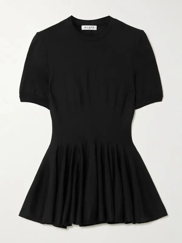 Alaïa Wool Peplum Top - Black