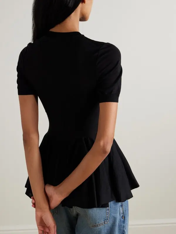 Alaïa Wool Peplum Top - Black