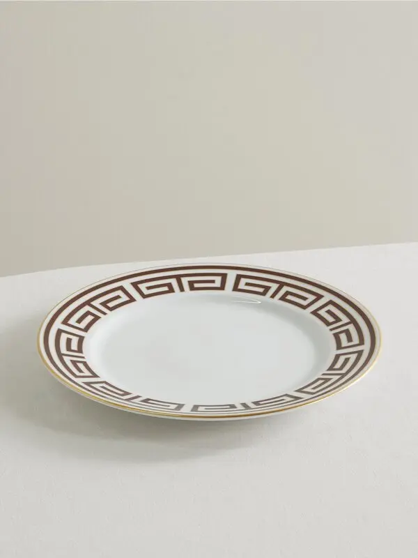 GINORI 1735 Labirinto Gold-plated Porcelain Dinner Plate - White